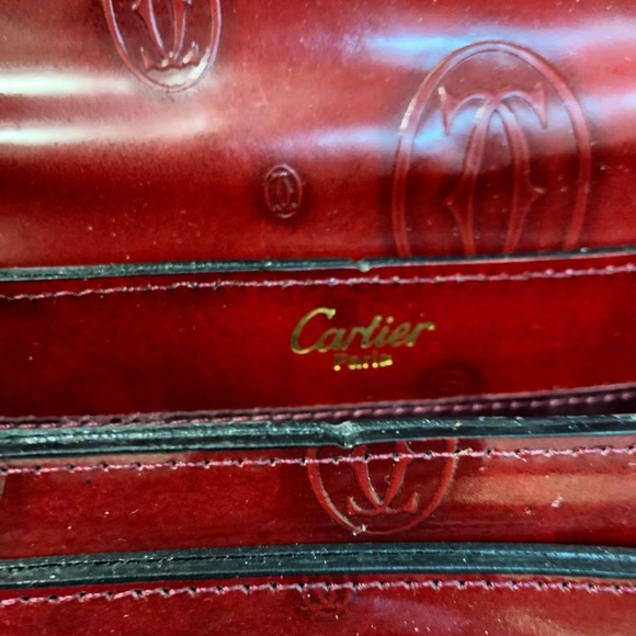 Cartier | Bags | Cartier Monogram Burgundy Leather Shoulder Bag | Poshmark